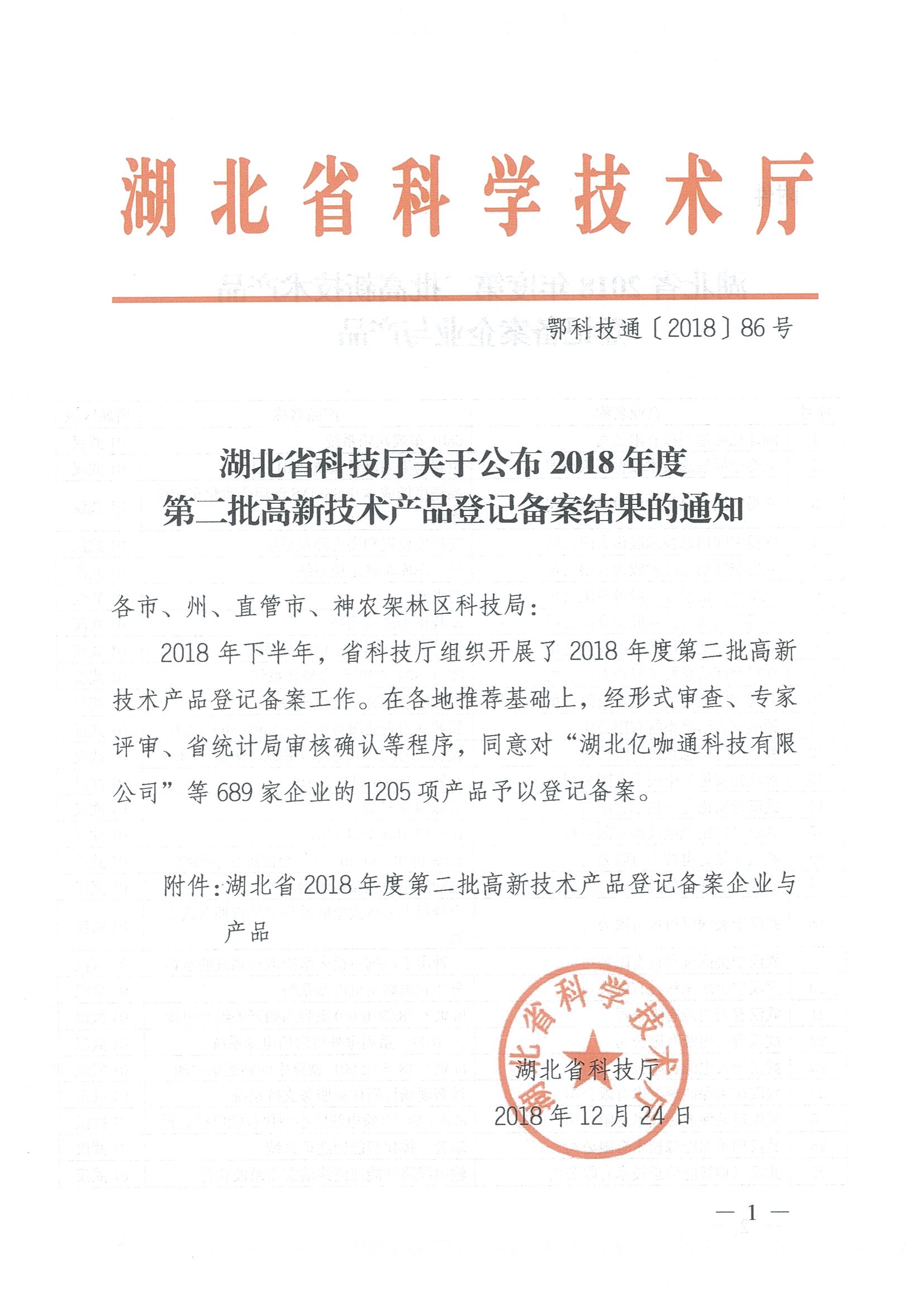 YOTC Registration and Filing of Hubei Science and Technology Department ...